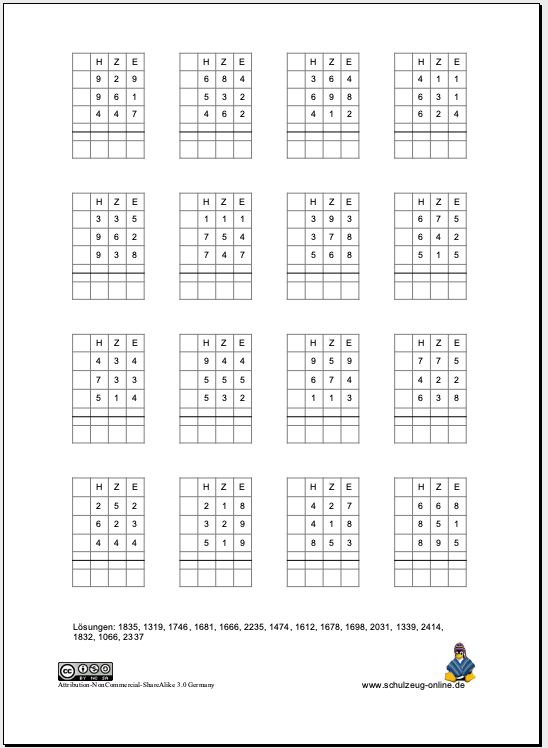Schriftliche Addition Drei Summanden Mit Zehnerüberschreitung – www ...